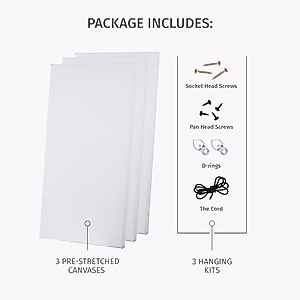 PIXY CANVAS Value Pack of 3 Stretched Canvas 24x36 inch, 3/4 (0.75) inch deep for Your Paintings/Artwrok/Wall Art/Wall Decor (Pack of 3 Canvas, 24 x 36 inch, Landscape)