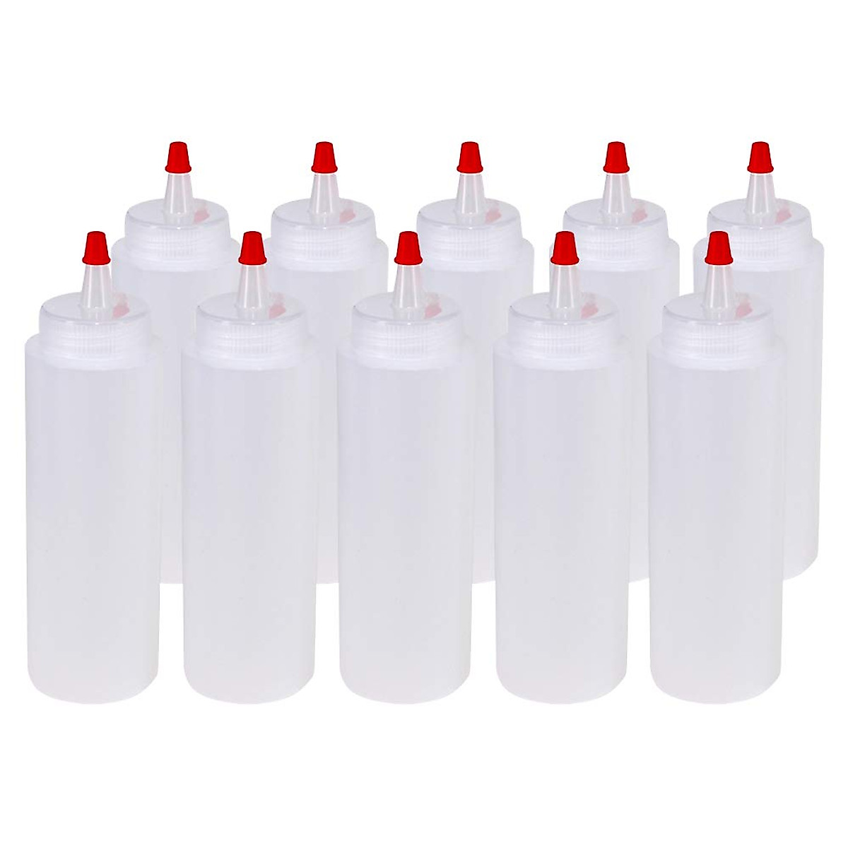Belinlen 10 Pack 8-Ounce Plastic Squeeze Bottles with Red Tip Caps for Food, Crafts, Art, Multi Purpose