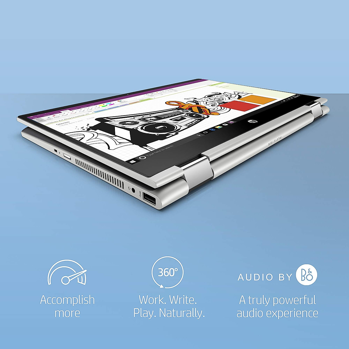 HP Pavilion X360 14-Inch Convertible Laptop, Intel Core I5-8265U Processor, 8 GB RAM, 256 GB Solid-State Drive, Windows 10 Home (14-cd1010nr, Natural Silver)