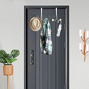 V-HOME 2-Pack Over The Door Hooks with 2 Hang Heads & Snug Fit Pads, Heavy Duty Hook for Hanging Coats, Hats, Robes, Towels - No Drill Hanger Organizer, White