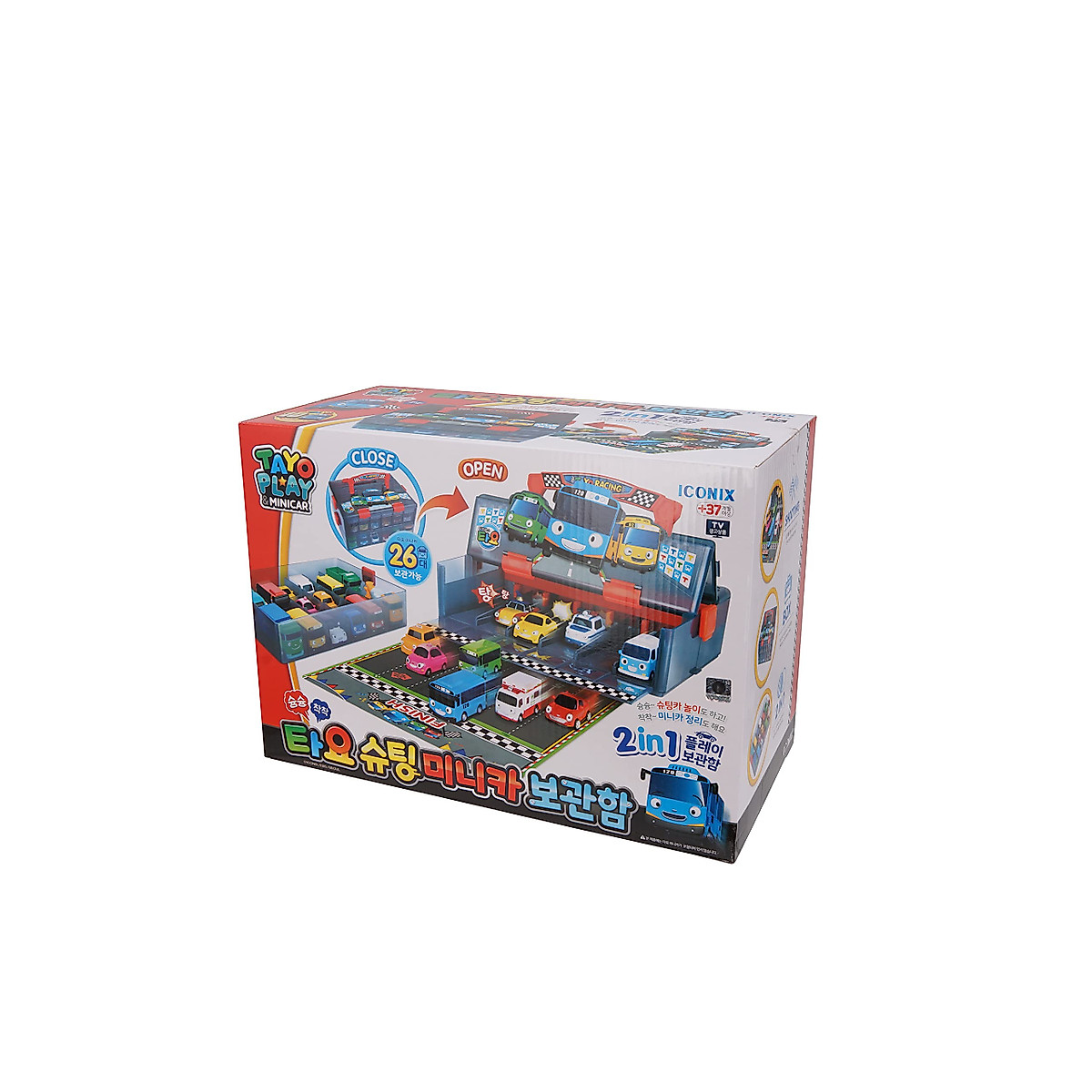 The Little Bus Tayo and Friends- Mini car Toy Storage and Racing Stadium for 26 Mini Cars with Handle…