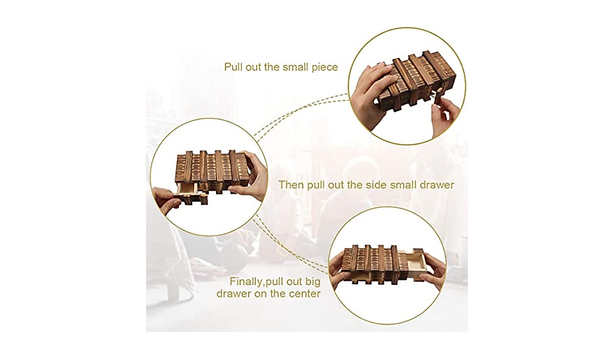 Magic Wooden Secret Compartment Brain Teaser Box Adults