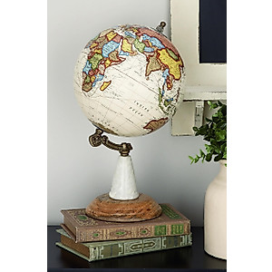 Deco 79 Mango Wood Globe, 8" x 8" x 14", White