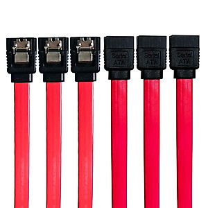 USECL 4 Pack Straight SATA III Hard Disk Cable 6.0GBPS,7pin Female to Female Date Cable with Locking Latch,Length :18 inches（red）