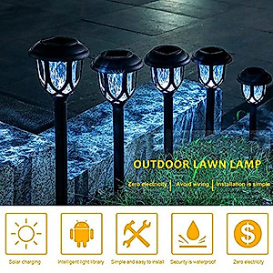 XYAA Solar Lamp Outdoor LED Retro Solar Powered Garden Lights Home Waterproof Park Lawn Path Landscape Lighting Decorative(6pcs,White)