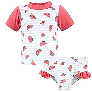 Hudson Baby Unisex Swim Rashguard Set, Watermelon, 3-6 Months