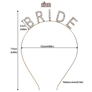 KALIONE Bride Headband Bride Crown, Rhinestone Crown Headband for Women,Elegant Crown Head Bands, Bridal Headband for Bachelorette Party Headbands(Rose Red)