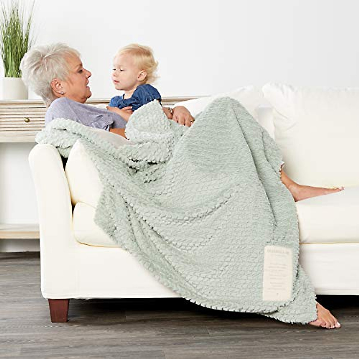 DEMDACO Grandma and Me Soft Snuggly Sage 60 x 50 Inch Polyester Fabric Comforting Toddler Cuddle Blanket