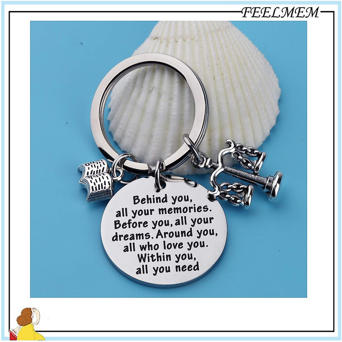 FEELMEM Scales of Justice Lawyer Gifts New Lawyer Gifts Behind You All Your Memories Before You All Your Dreams Keychain Law School Graduation Gift for Attorney Law Students (Lawyer Keychain)