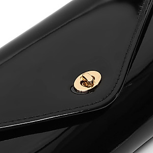 Patent Leather Envelope Clutch Womens Evening Handbag Stylish Shoulder Crossbody Bag for Dating Wedding Party Prom (Black 3008)