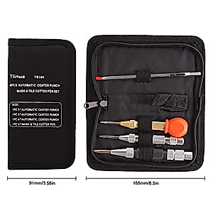 Tlimus 4 Pack 5 Inch and 6 Inch Automatic Center Punch Tool Adjustable Spring Loaded Punch and Metal Engraving Pen for Metal Wood Working with Hard-Shell Carry Case
