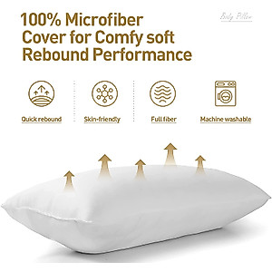 Acanva Fluffy Bed Sleeping Side Sleeper Body Pillow Insert, Full 20” x 54”, White