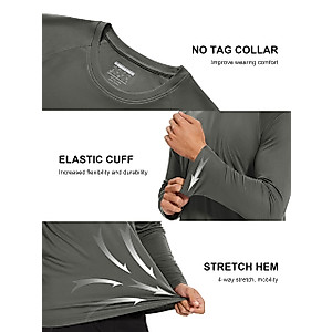 Fishing Shirts for Men Long Sleeve UV Shirts Sun Shirts Running Shirts Workout Shirts Rashguard Hiking Shirts Swim Shirts UPF 50 Shirts Dark Grey