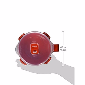 Sistema Microwave Bowl for Noddles, Pasta, and Soup with Lid and Handle, Dishwasher Safe, 31.7-Ounce, Red