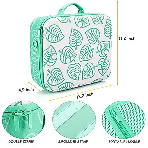 Carrying Case for Nintendo Switch Hard Shell Protective Travel Leaf Crossing Deluxe Storage Bag with Shoulder Strap for Switch Console and Accessories