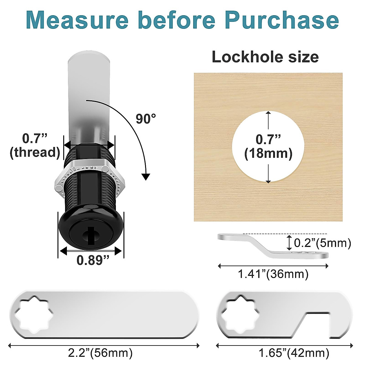 Pertinel Cam Locks Black Cabinet Locks Keyed Alike, 1-3/8'' (Length) Cylinder Secure Files Drawers RV Storage Locks Replacement Set, Zinc Alloy (Black 1-3/8 Inch 2Pcs)