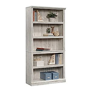 Sauder 5 Shelf Bookcase, White Plank Finish