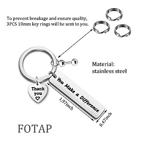 FOTAP Fitness Trainer Thank You Gift You Make a Difference Keychain Workout Jewelry Gift for Fitness Instructor(fitness keychain)