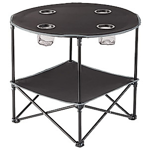 Portable Folding Picnic Table with Bench Storage for Tailgating - Black