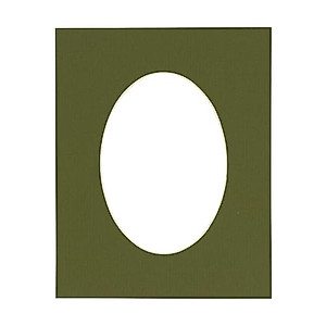 9x12 Mat Bevel Cut for 5.5x8.5 Photos - Precut Dill Green Oval Shaped Photo Mat Board Opening - Acid Free Matte to Protect Your Pictures - Bevel Cut for Family Photos, Pack of 1 Matboard Show Kit With