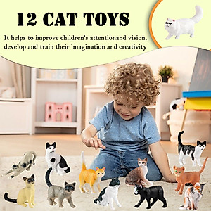 SCAHOW 12PCS Realistic Cat Figurines, Plastic Mini Cat Figures Toys, Kitten Miniature Toys Cake Topper Easter Eggs Christmas Birthday Gift for Kids Boys Girls