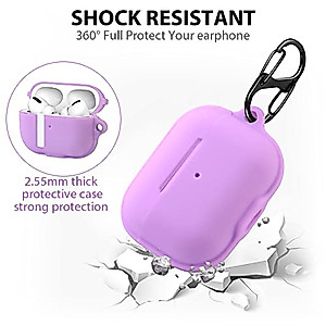 leQuiven for Airpods Pro Case, AirPod Pro Case Cover with Keychain, Silicone Case Cover for AirPods Pro Wireless Charging Case, [Front LED Visible] Shockproof Protective Case for Air Pods Pro(Purple)