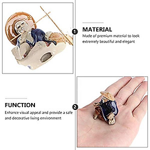 DOITOOL Bonsai Figurines 2Pcs Miniature Fisherman Figurines Mini Fishing Garden Statue Bonsai Figurine Ornament for Micro Landscape Fish Tank Sand Decor Fish Tank Landscape Ornament