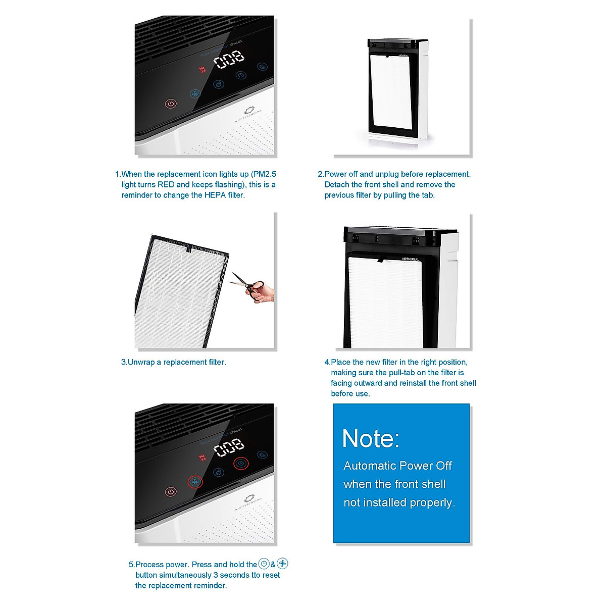 Airthereal Replacement True HEPA Filter for Pure Morning APH260 Air Purifier (2-Pack)