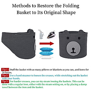 InfiBay Baby Toy Storage, Cotton Rope Storage Basket with Bear Design, Toy Storage Bin with Handles, Woven Laundry Hamper, Baby Nursery Organizer for Toys, Blanket, Clothes, Towels, 12”(D) x 11”(H)