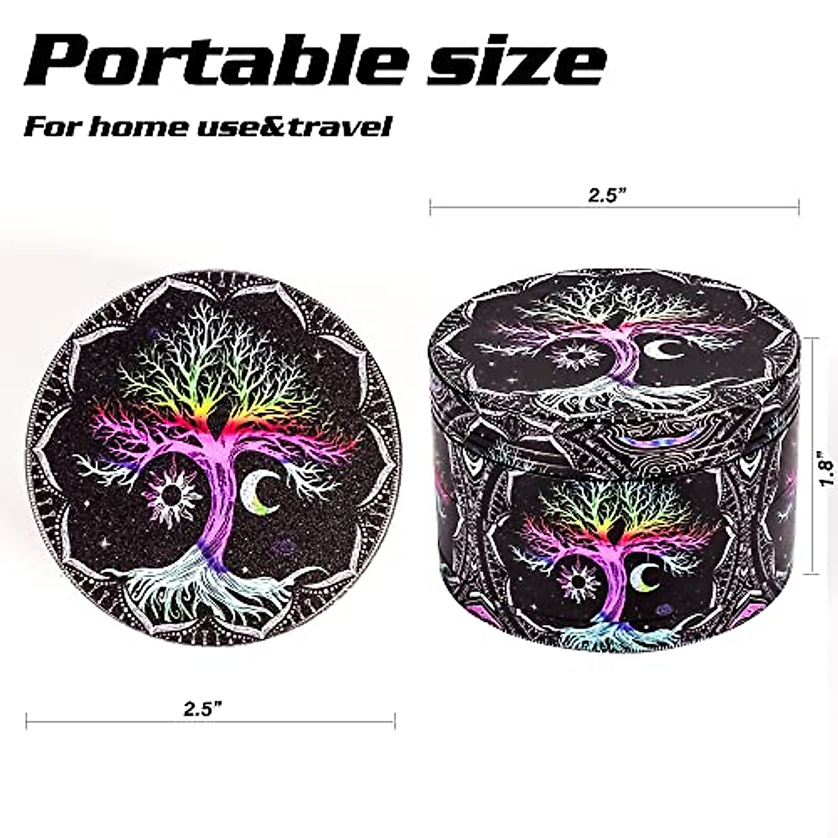 YeJeansion Portable 2.5" Aluminium Spice Grinder, Boho Style with Lucky Tree Pattern, Best Gift for Home and Kitchen.