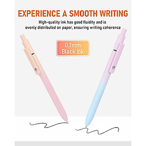 FIOVER Gel Pens, 5pcs Black Ink Medium Point 0.7mm Smooth Writing Pens with Comfort Grip, Aesthetic Ballpoint for Journaling School Office Supplies, Gifts for Women Men