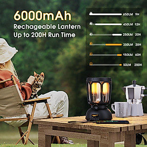 Mesqool Lanterns for Power Outages 650LM, LED Lantern Flashlight Battery Powered Rechargeable 6000 Solar Crank, Camping Essentials with USB C Cable
