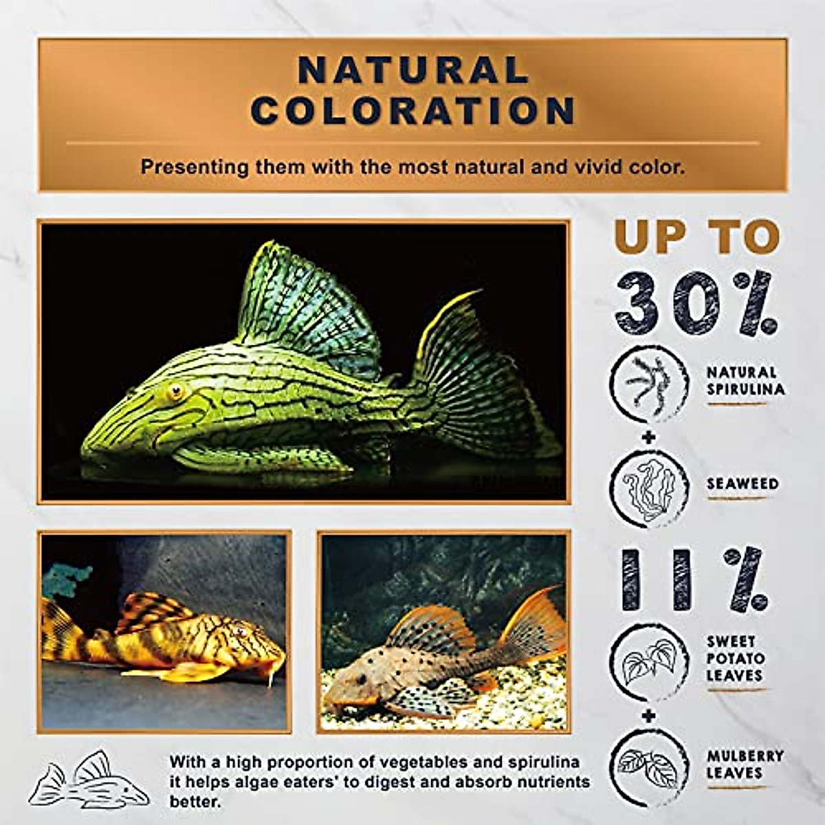 Ultra Fresh Algae Wafers Pleco Food, Spirulina & Algae, Sword Prawns, Balanced Diet, Color Enhancing, All Natural Ingredients, for Algae Eaters, Bottom Feeders, Vegetables Shrimp Pie, 2.12oz