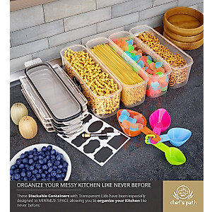 Chef's Path Airtight Food Storage Container Set (Set of 6) - Ideal for Pasta, Spaghetti & Noodles - Pasta Containers for Kitchen Organization and Storage - Plastic Canisters with Durable Lids