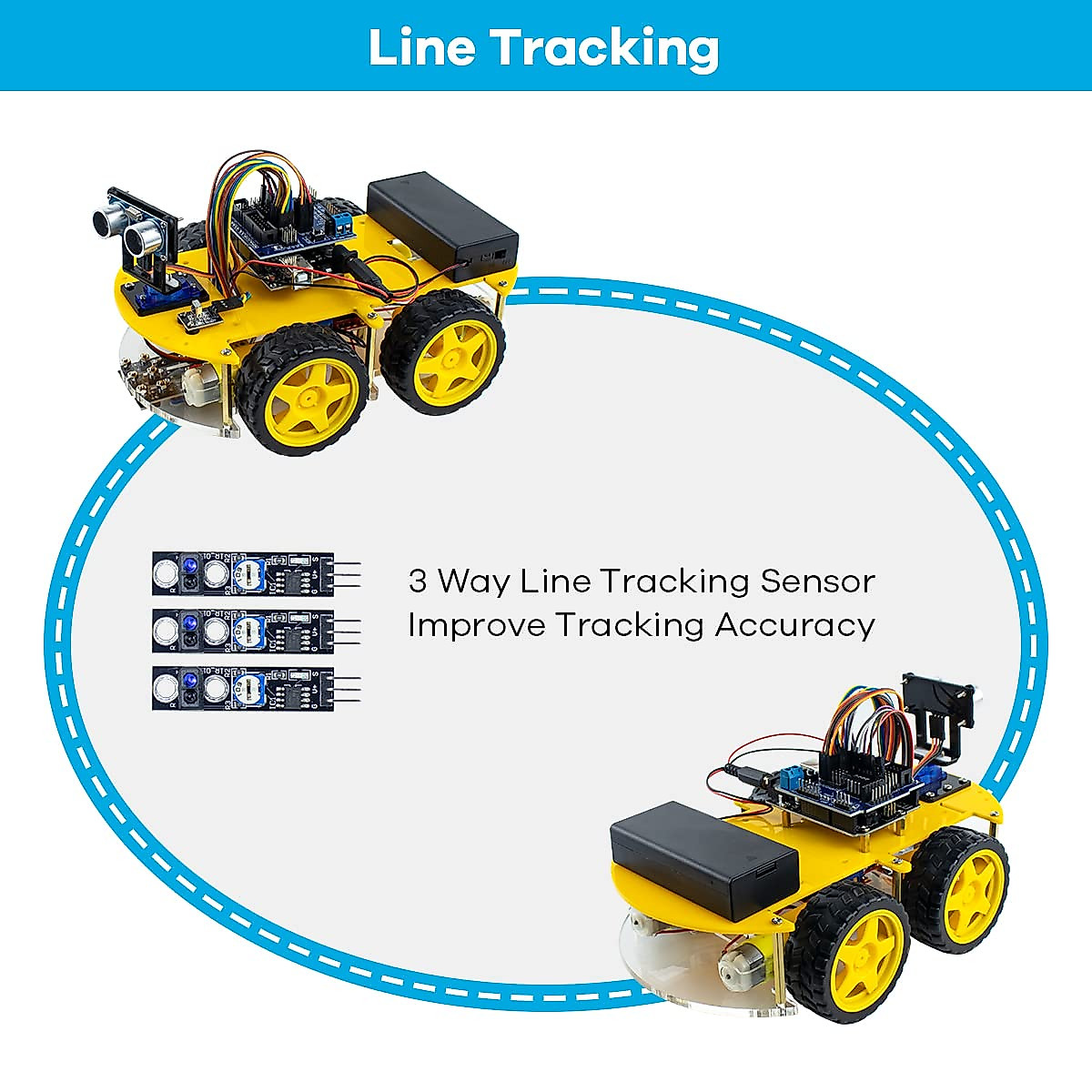 LAFVIN Smart Robot Car Kit Include Ultrasonic Sensor,R3 Board Compatible with Arduino IDE with Tutorial