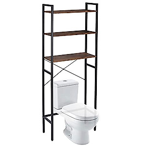 ZENY Over-The-Toilet Storage Rack, 3 -Tier Freestanding Bathroom Organizer, Space-Saving Bathroom Shelf Over Toilet Rack, Brown