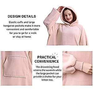 CozyLeep Wearable Blanket Hoodie - Oversized Long Snuggle Blanket Sweatshirt for Adult Teens Women Men Birthday Idea Gifts, Pink