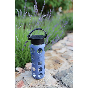 Lifefactory 22-Ounce Glass Water Bottle with Classic Cap and Protective Silicone Sleeve, Aqua Teal