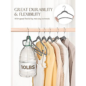 Jersow Velvet Hangers, 60 Pack Non Slip Felt Hangers Space Saving Clothes Hanger, Velvet Hanger Heavy Duty Adult Hanger for Coats and Suits (Grey)