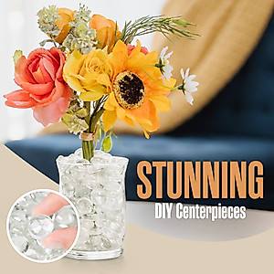 Houseables Glass Stone, Clear Marbles, Pebbles for Vases, 5 LB, 400-500 Stones, Flat Bottom, Round Top, Rocks, Bowl Filler Gems, Iridescent Decor, Decorative Centerpieces, Florist Supplies, Aquarium