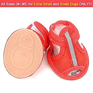 ZUNEA Summer Mesh Breathable Dog Shoes Sandals Non Slip Paw Protectors Reflective Adjustable Girls Female,for Small Pet Dog Cat Puppy Red 2#