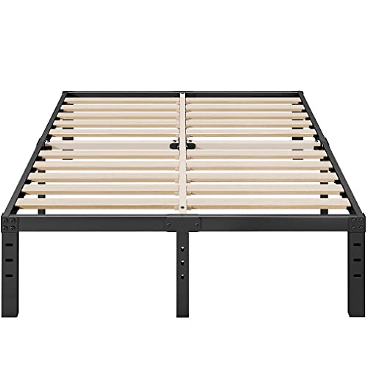 Breezehome California King Metal Bed Frame with Sturdy Wood Slats No Box Spring Needed, 18in High Heavy Duty Platform Bed Frame Cal King, Underneath Storage, Easy Assembly, Noise Free, Black
