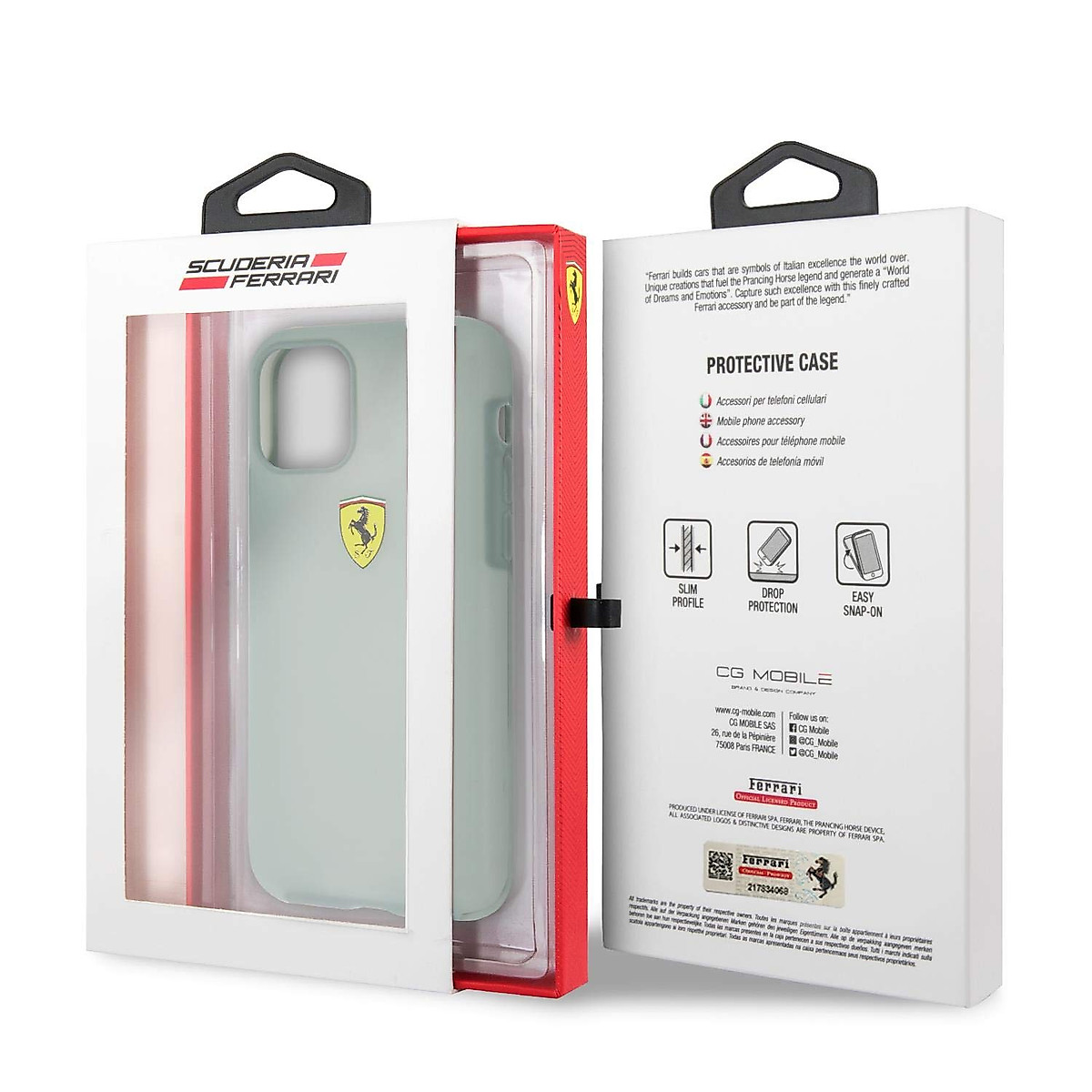 Ferrari Phone Case for iPhone 11 Pro in Green on Track, Silicone Smooth & Anti-Scratch Protective Case with Easy Snap-on, Shock Absorption & Signature Logo
