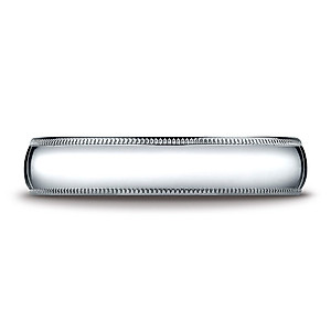 Platinum 5mm Slightly Domed Super Light Comfort-fit Wedding Band/Ring with Milgrain Size 5.5
