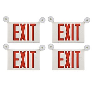 SPECTSUN 4 PACK LED Exit Sign Battery Backup&Exit Sign with Emergency Lights-Fire Exit Sign with Emergency Lights, Hardwired Exit Sign,Double Side Exit Signs with Emergency Lighting for Home