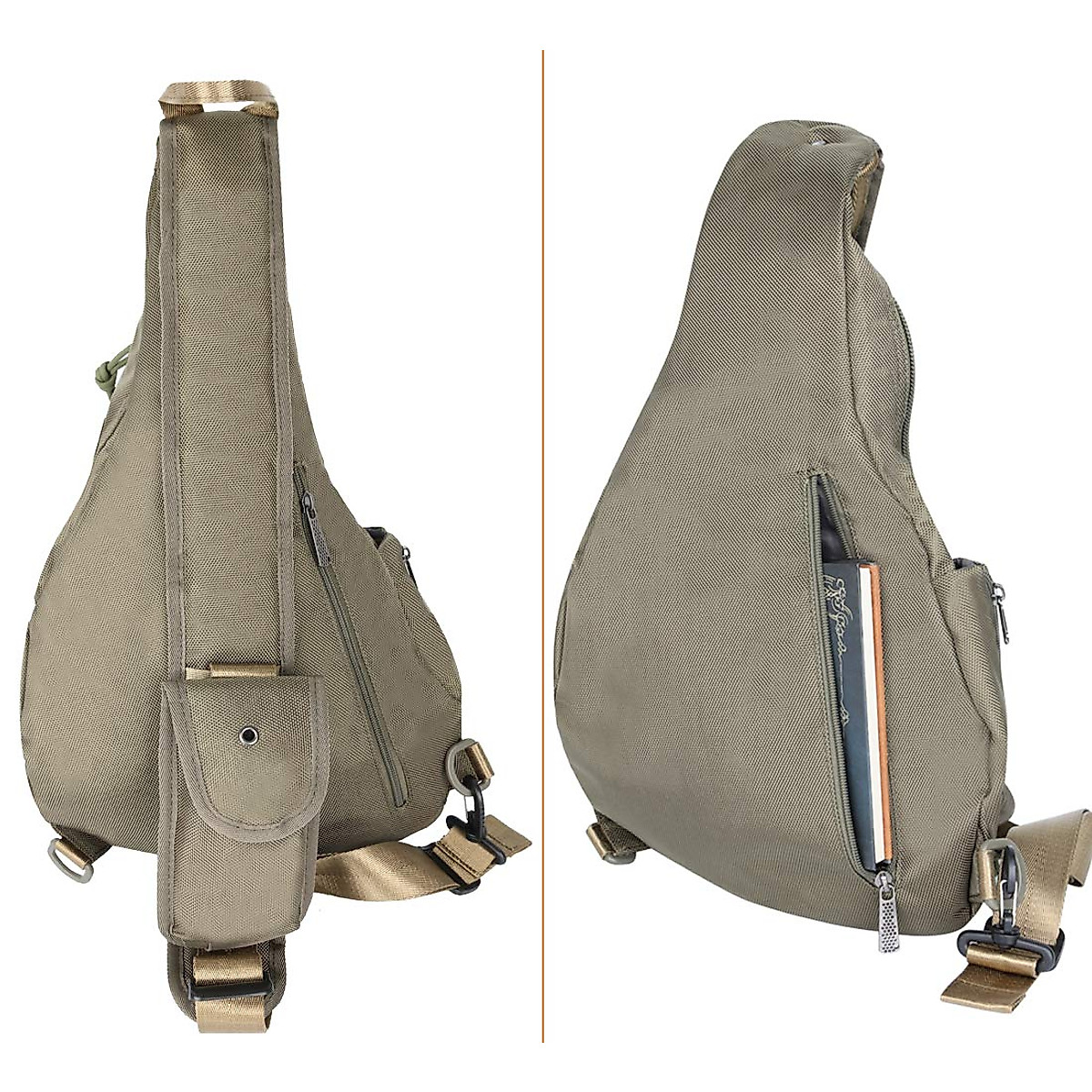 Larswon Sling Backpack, Sling Bag, Crossbody bag for Women Small Backpack Men Backpacks for Small Laptop Tablets Army Green