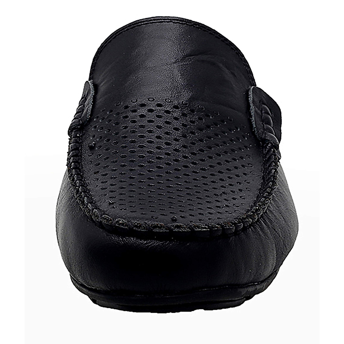 Go Tour Mens Mules Clog Slippers Breathable Leather Slip on Shoes Casual Loafers Black Punched 13/50