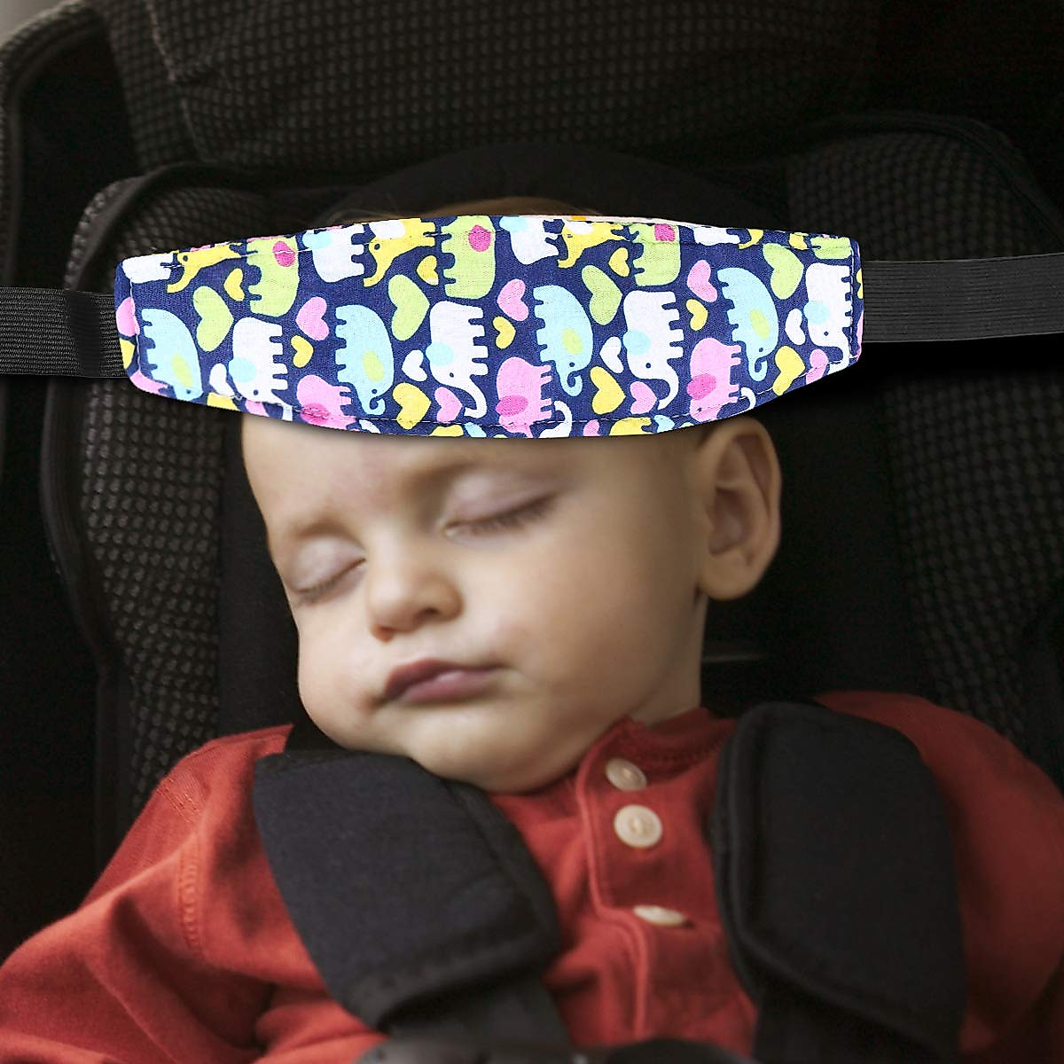 2 Packs Toddler Car Seat Neck Relief and Head Support, Pillow Support Head Band Easy Installation On Most Convertible Seats and Safety to Babies and Kids(Elephant)