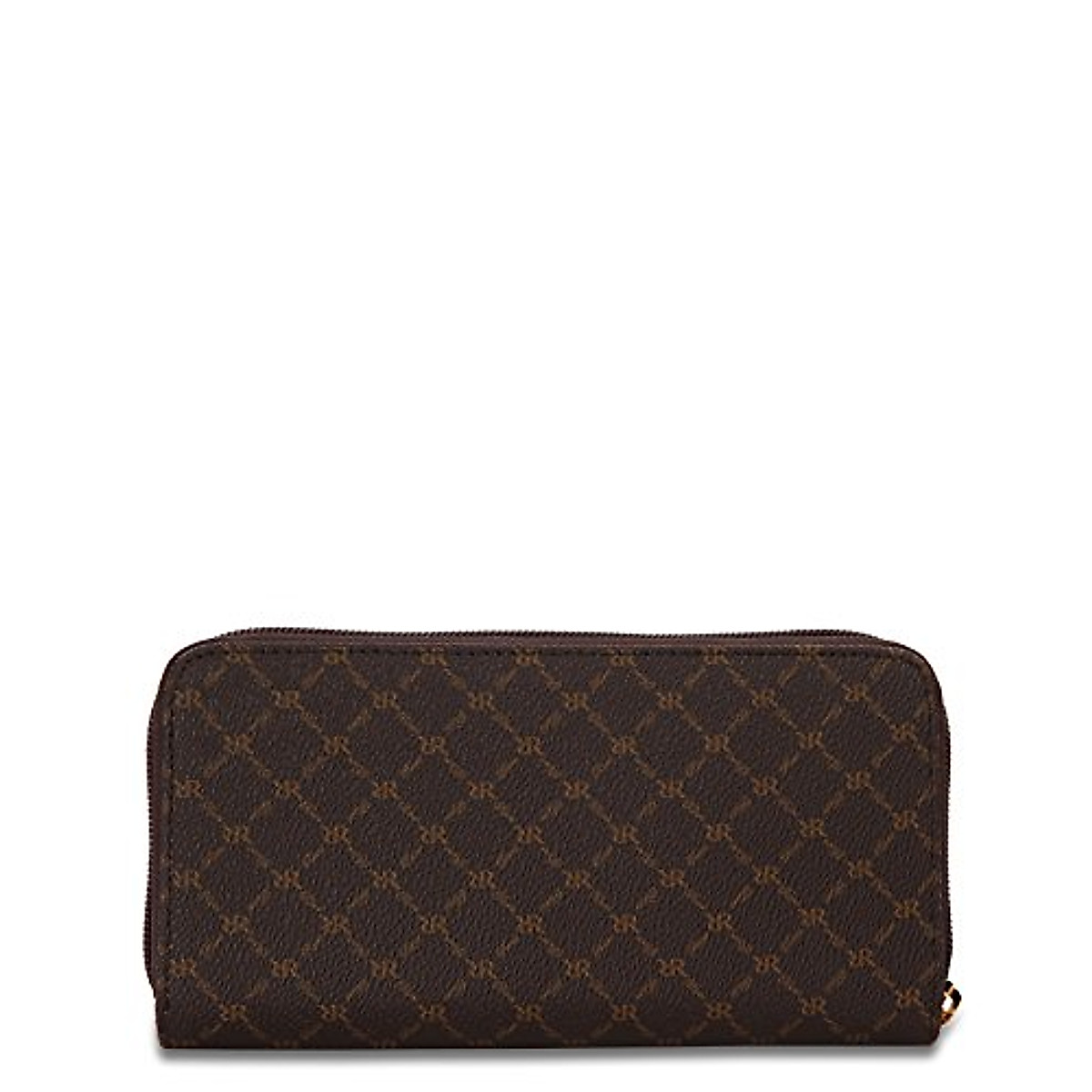 Rioni Button Fold Womens Credit Card Zipper Wallet - Signature Brown