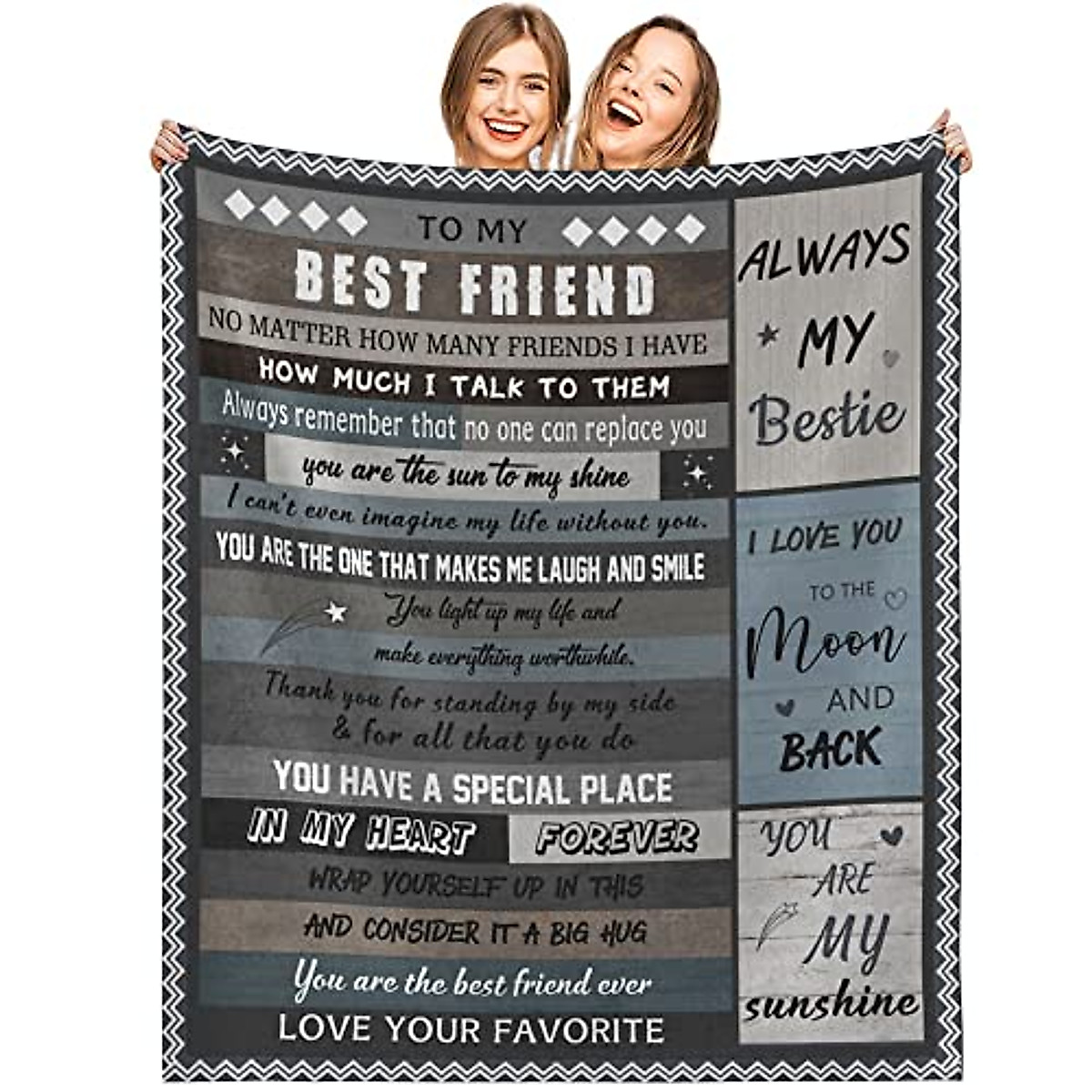 ZUMAS Best Friend Blanket, for Women, Best Friend Birthday Gifts for Women, Friendship Gifts for Women Friends, Throw Blankets for Bed Sofa Couch Travel (Grey, 50x60)